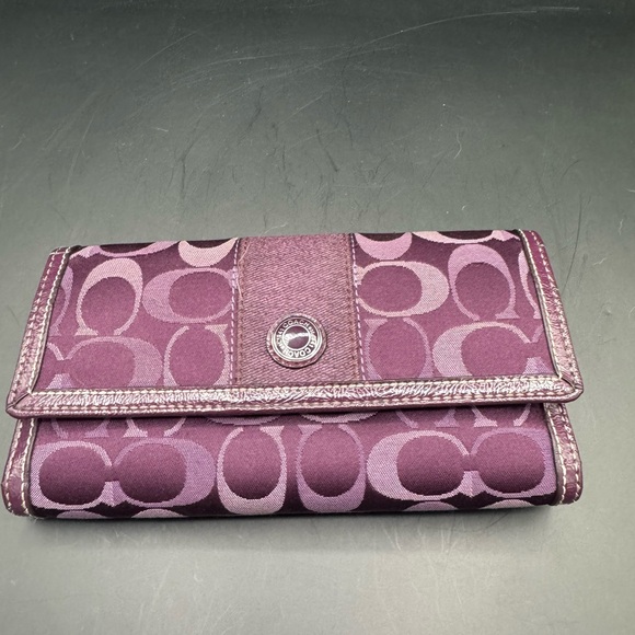 Coach | Bags | Coach Vintage Purple Womens Wallet Wcheckbook Cover ...